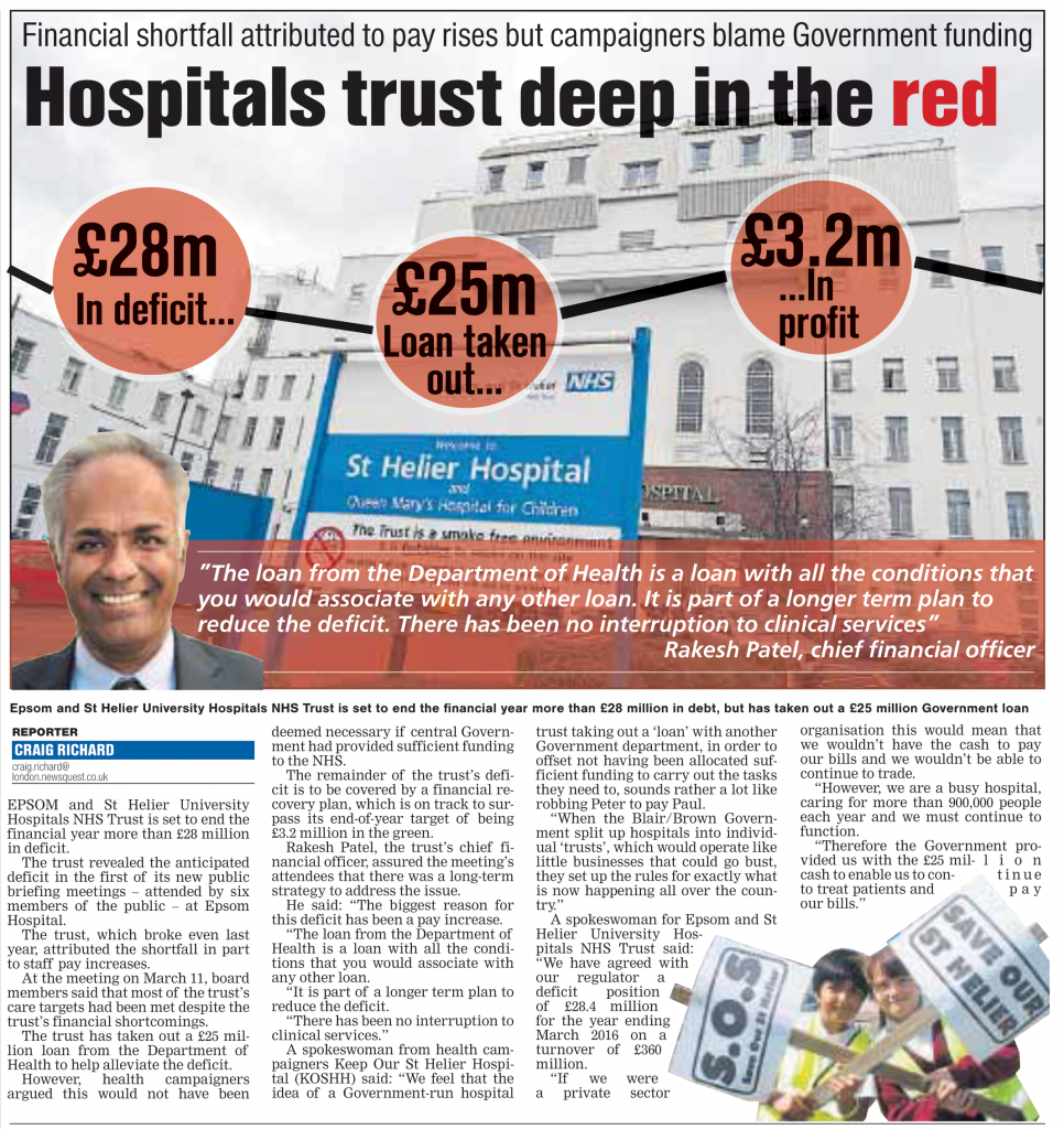 Press: Video: Epsom & St Helier Trust to end year with £28 million ...